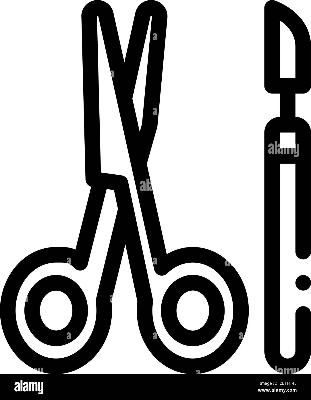 surgical scalpel and scissors icon vector outline illustration Stock ...