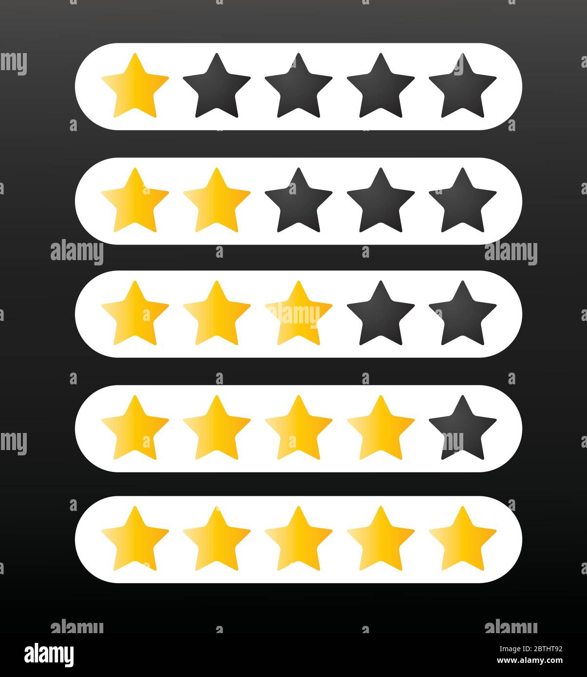 Five star rating icon vector illustration isolated on black gradient ...