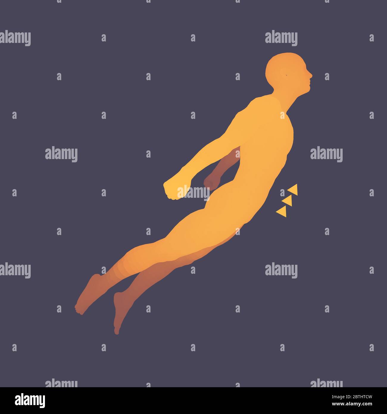 Hovering in Air. Man Floating in the Air. 3D Model of Man. Human Body ...