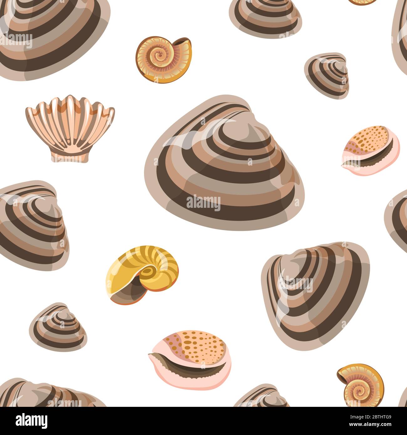 Marine conches and shells, sealife seamless pattern vector Stock Vector ...