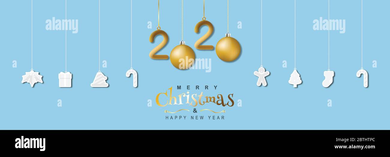 Merry Christmas holiday design, decoration with paper cut hanging ...