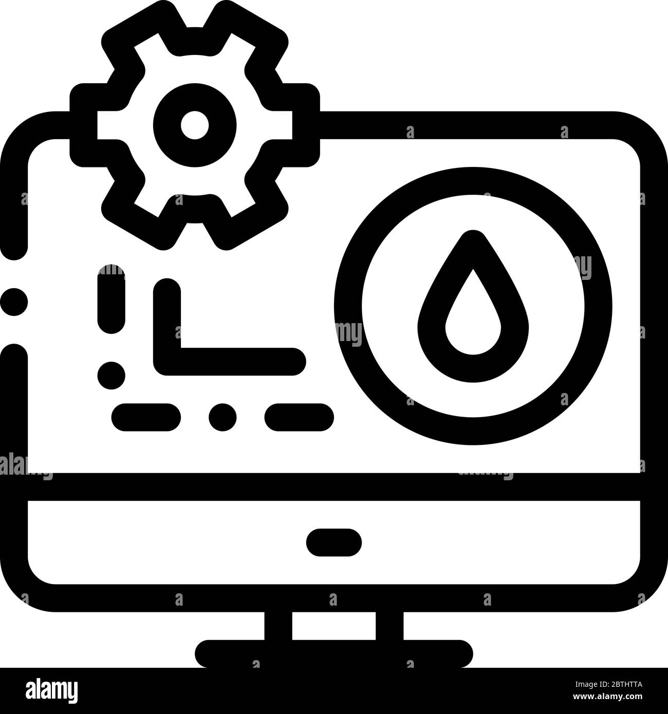 gas consumption settings via computer icon vector outline illustration ...