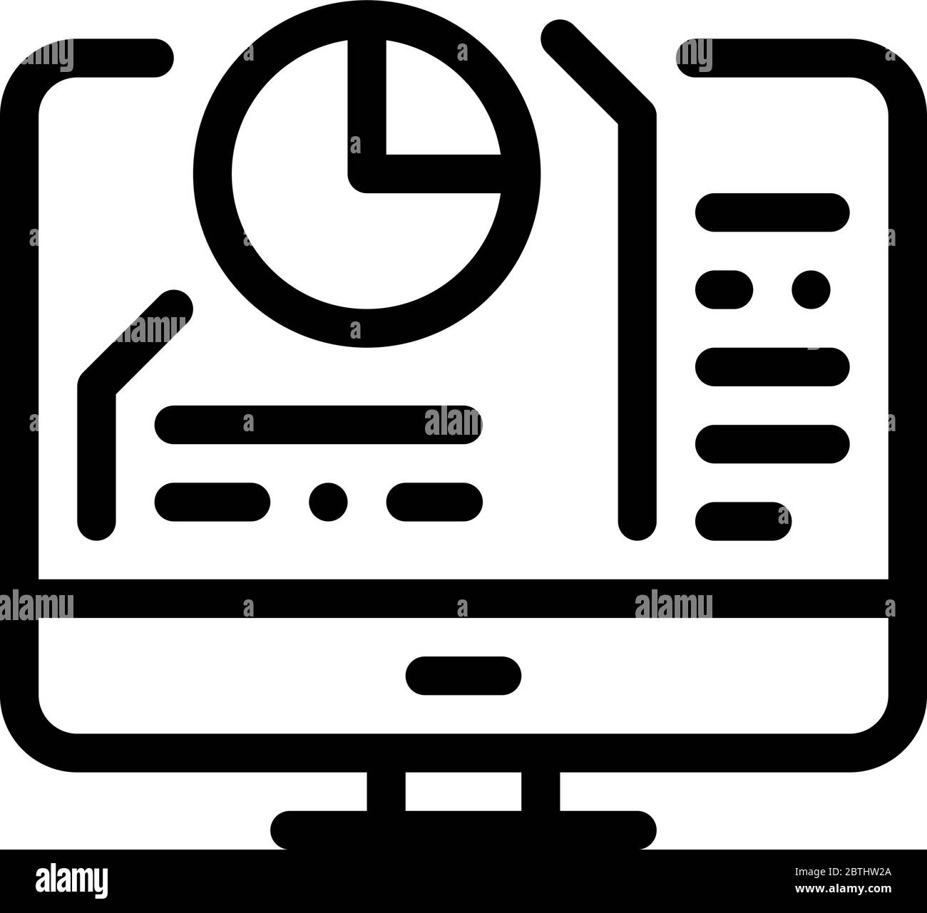 pie chart in computer icon vector outline illustration Stock Vector ...