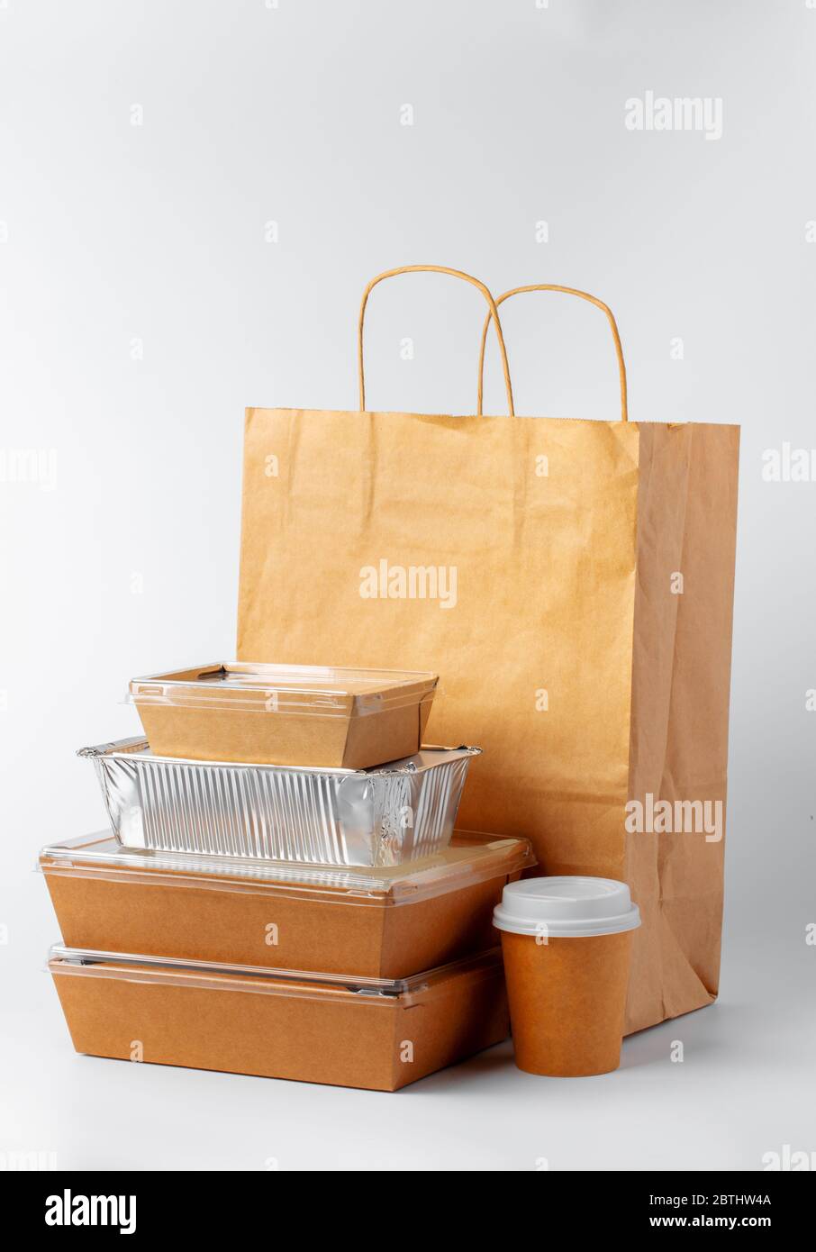 Set of recyclable food packaging on white background Stock Photo - Alamy