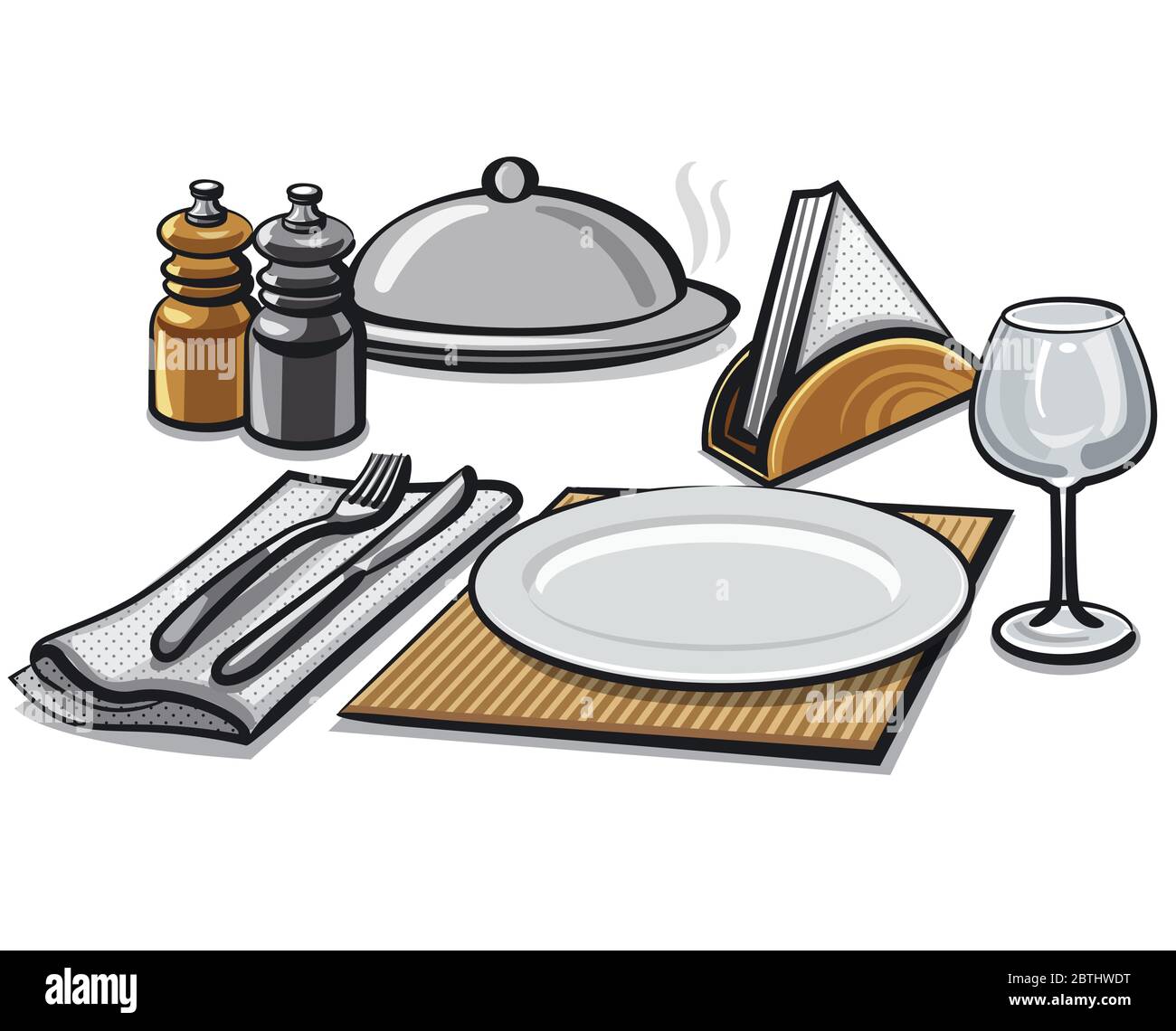Silver service table setting Stock Vector Images - Alamy