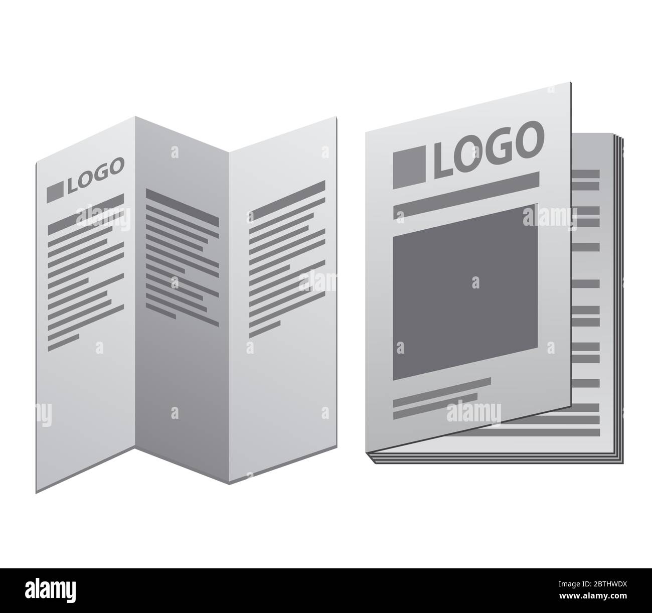 illustration of the leaflet and booklet template samples on the white ...