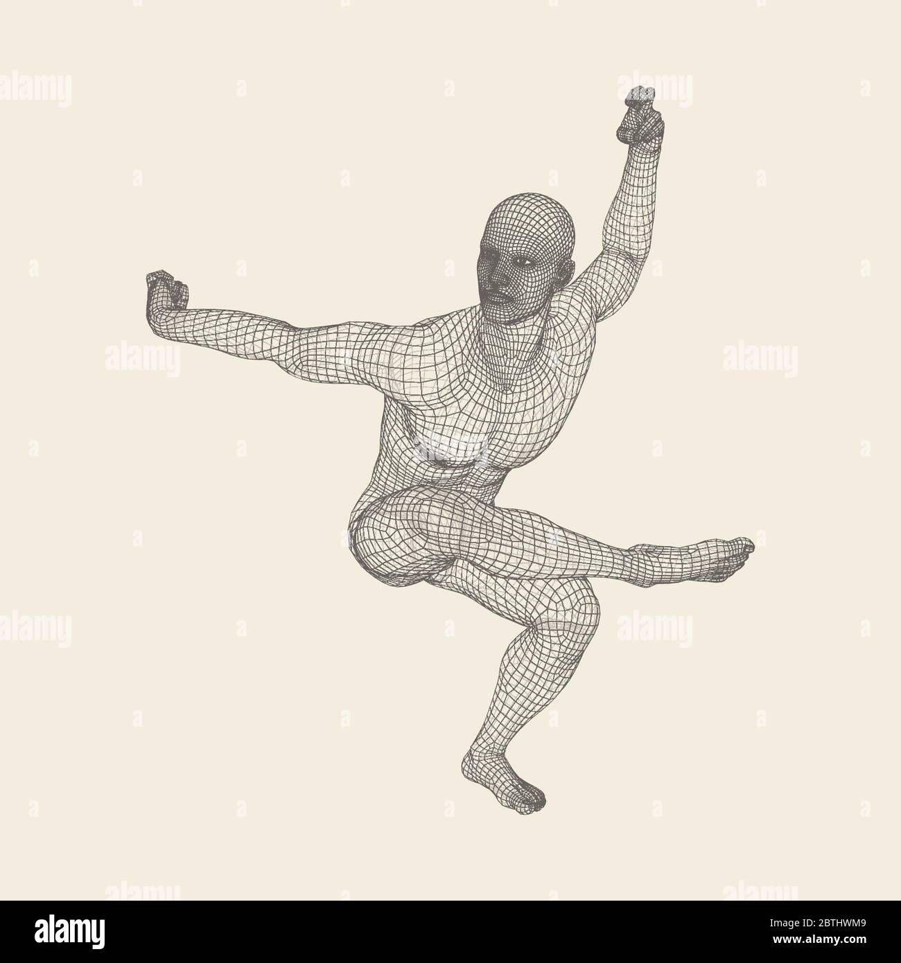 Man Doing Yoga Workout. 3D Model of Man. Healthy lifestyle. Training ...