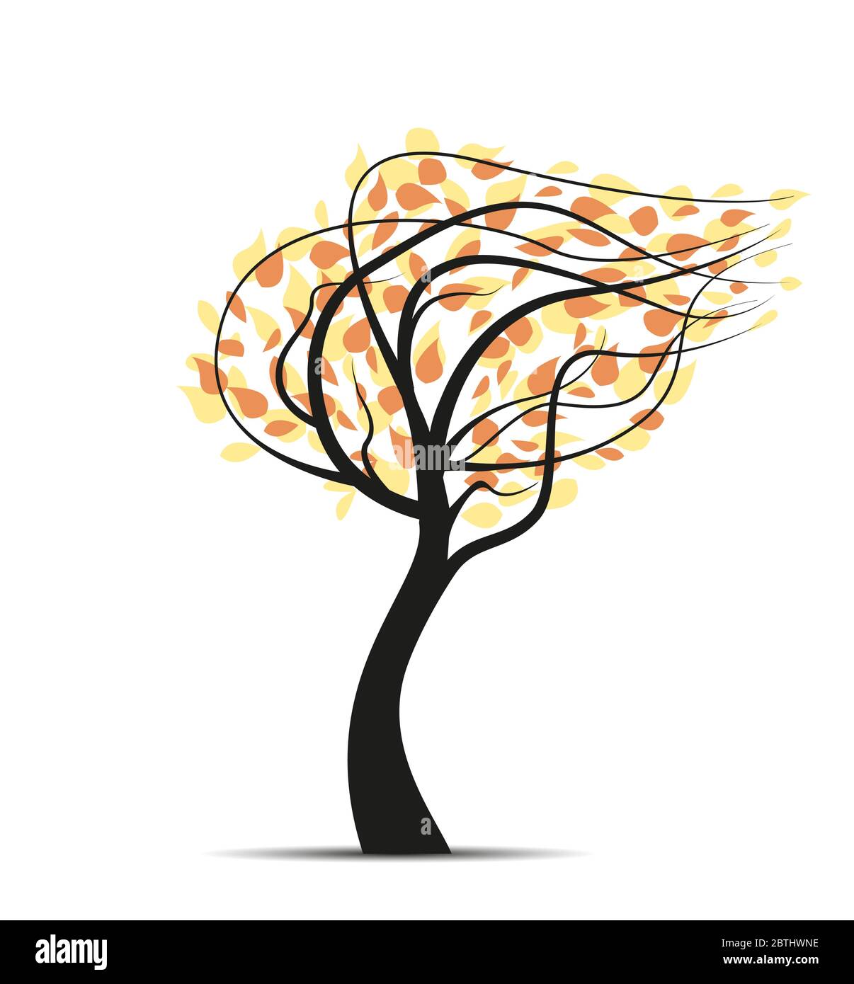 Autumn tree with falling leaves Stock Vector Image & Art - Alamy