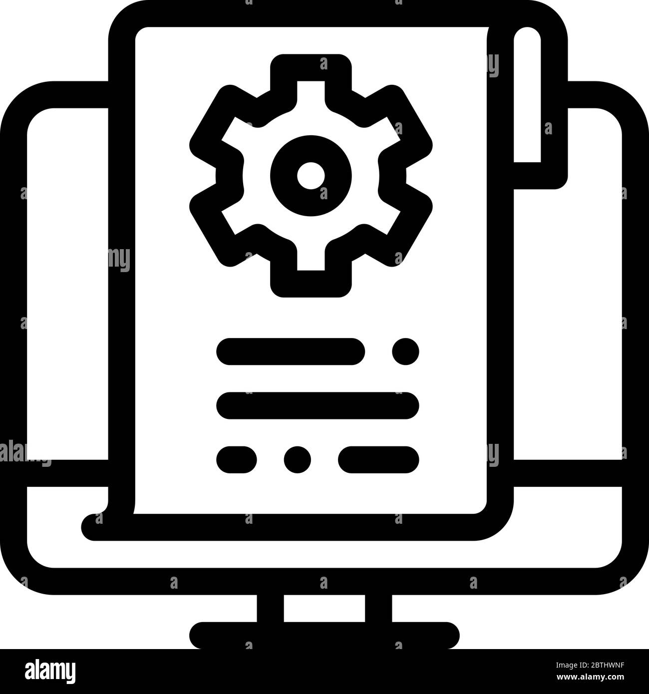 settings documents in computer icon vector outline illustration Stock ...