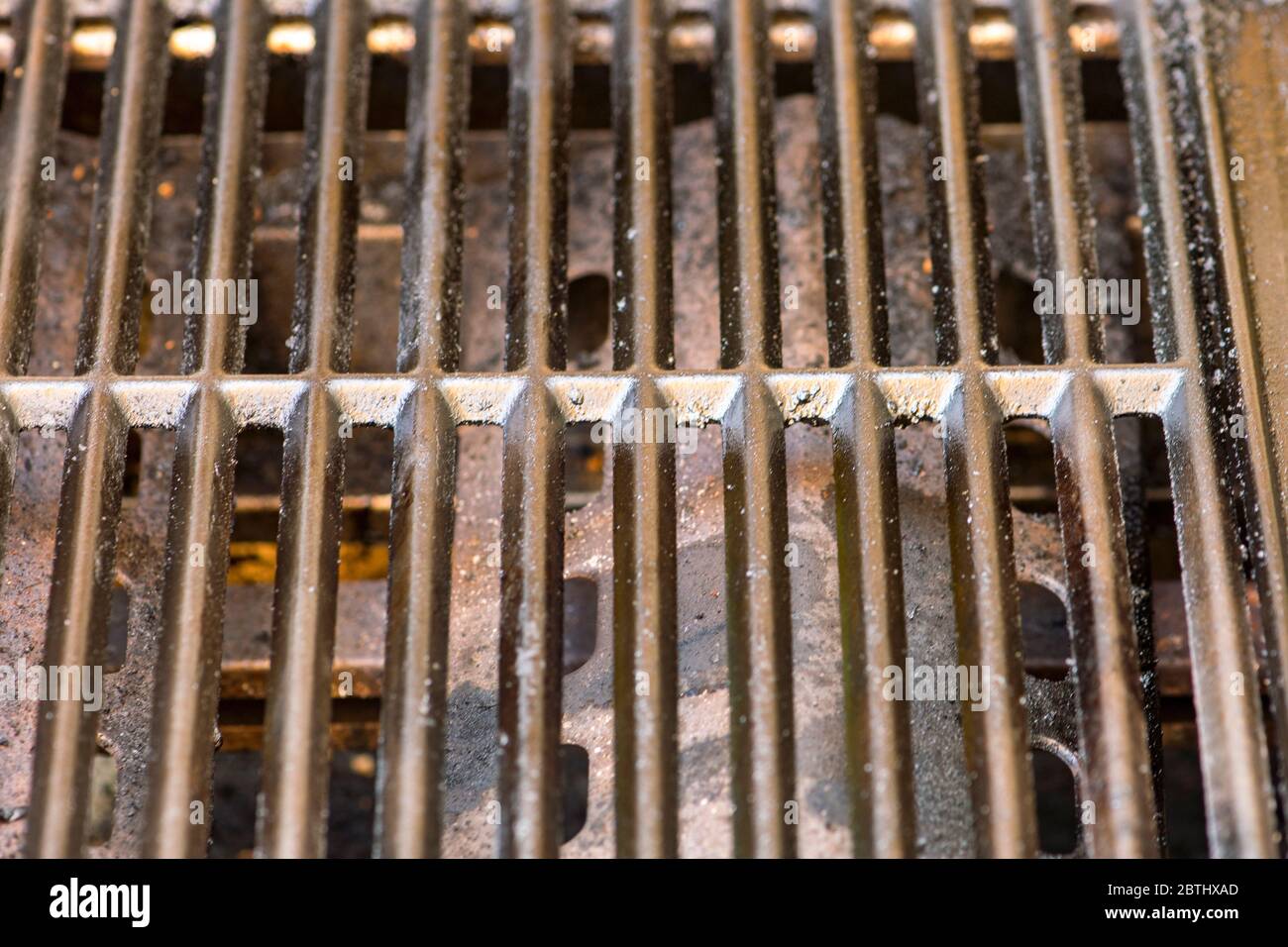 Grill grid with gas burner from above Stock Photo - Alamy