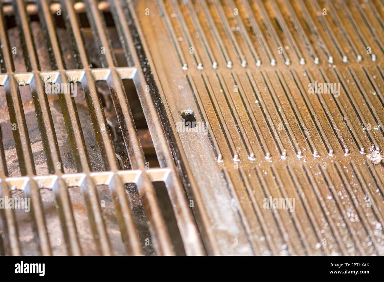 Grill grid with gas burner from above Stock Photo - Alamy