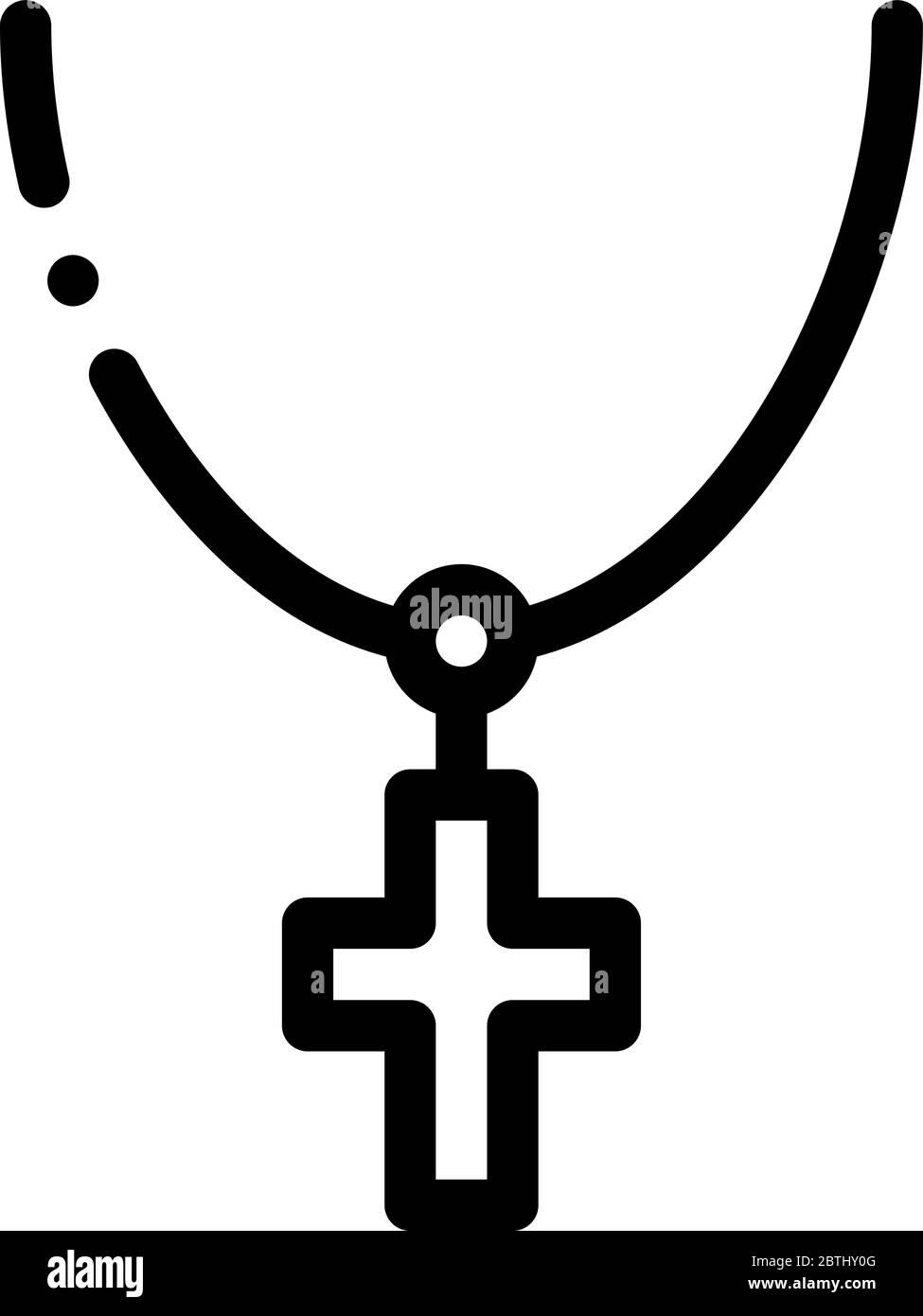 christian cross on neck icon vector outline illustration Stock Vector ...