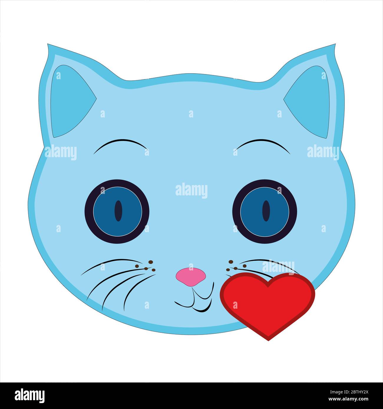 Flat drawing of a cat. An Emoji that sends a heart-shaped kiss. The ...