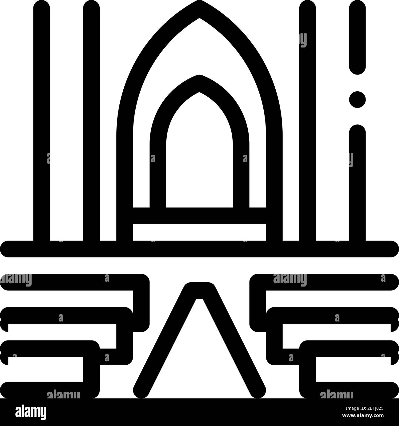 view inside catholic church icon vector outline illustration Stock ...