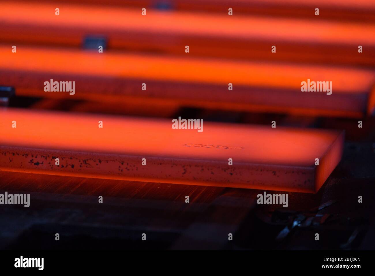 British Steel - production of specialist steel bar showing hot metal ...
