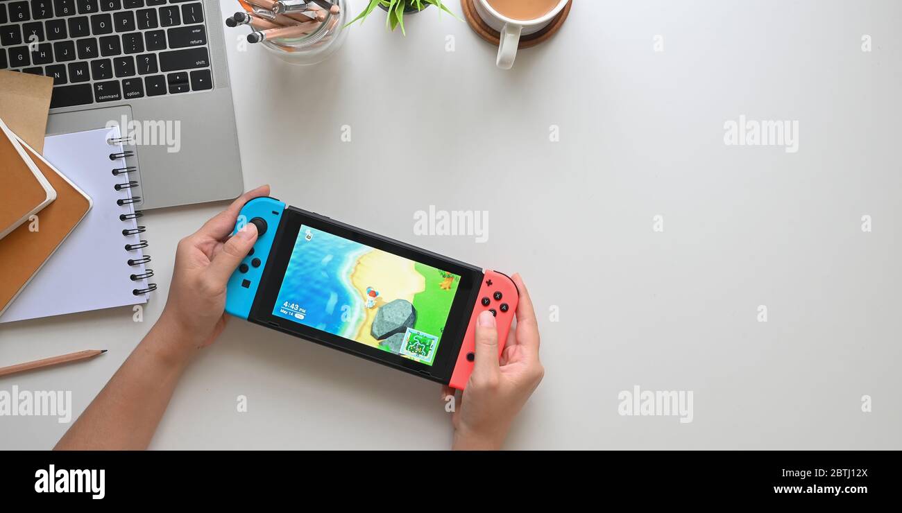 CHIANGMAI, THAILAND - 14 May 2020, Woman playing Animal Crossing New ...