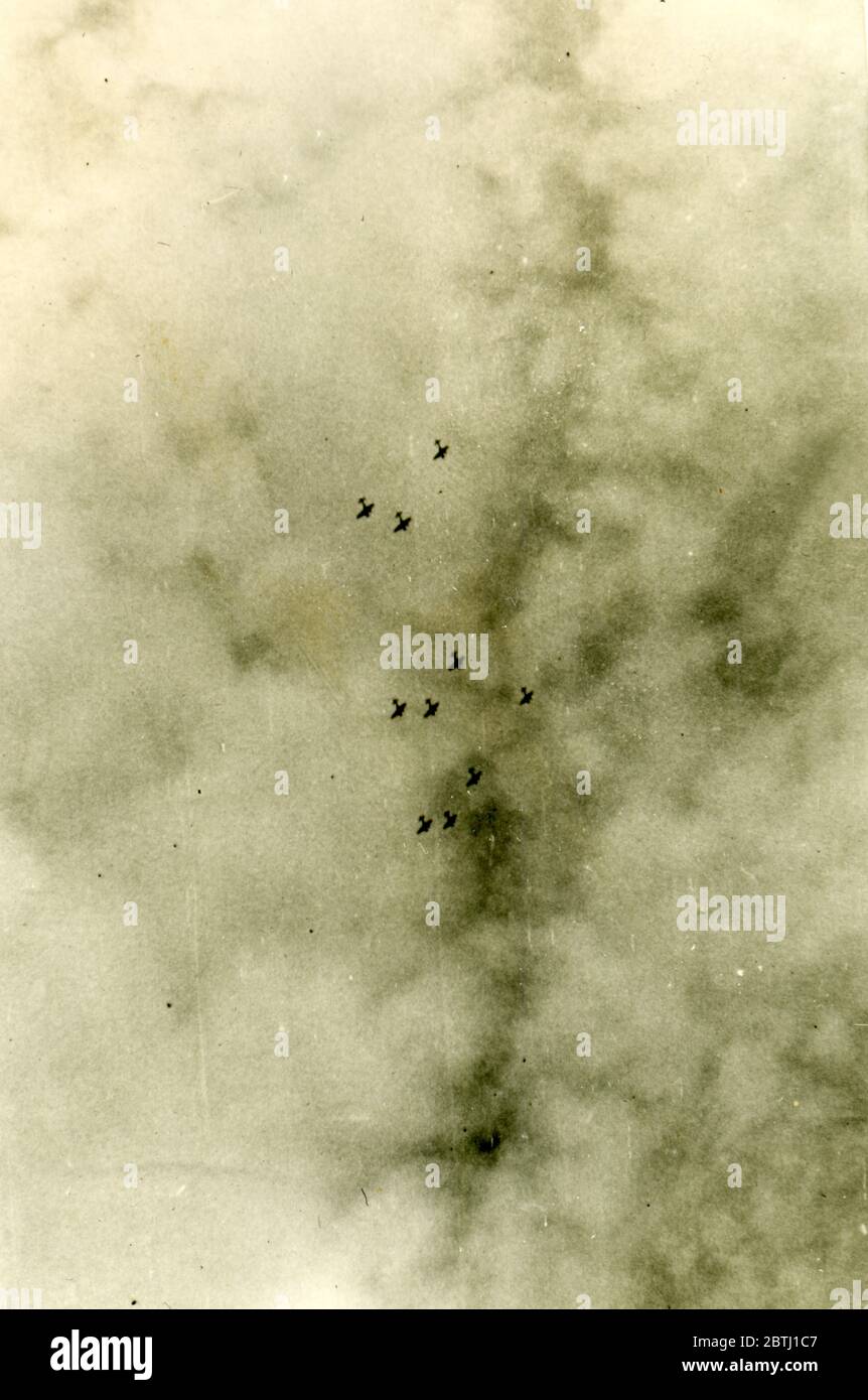 WW2 German planes Flying In Formation Over Normandy, France Stock Photo ...