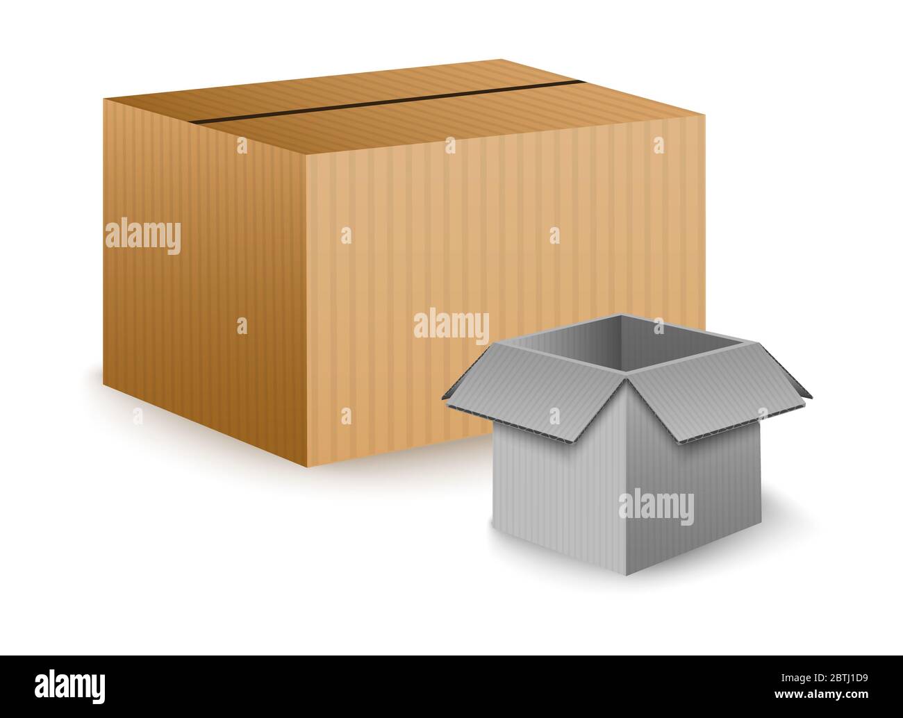 Realistic 3D drawing of cardboard boxes.Packaging, box. Concept of ...