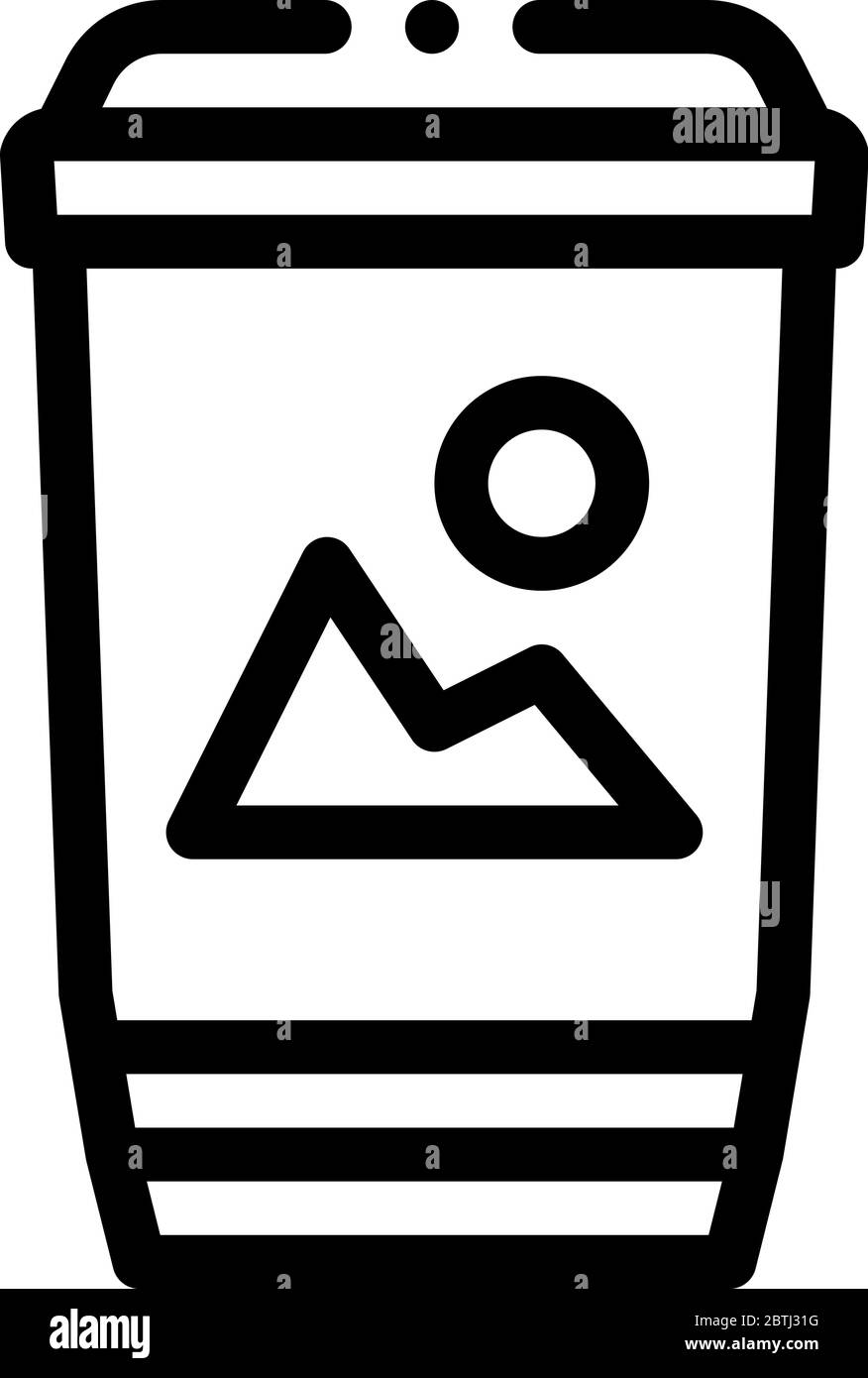 printed paper cup label icon vector outline illustration Stock Vector ...