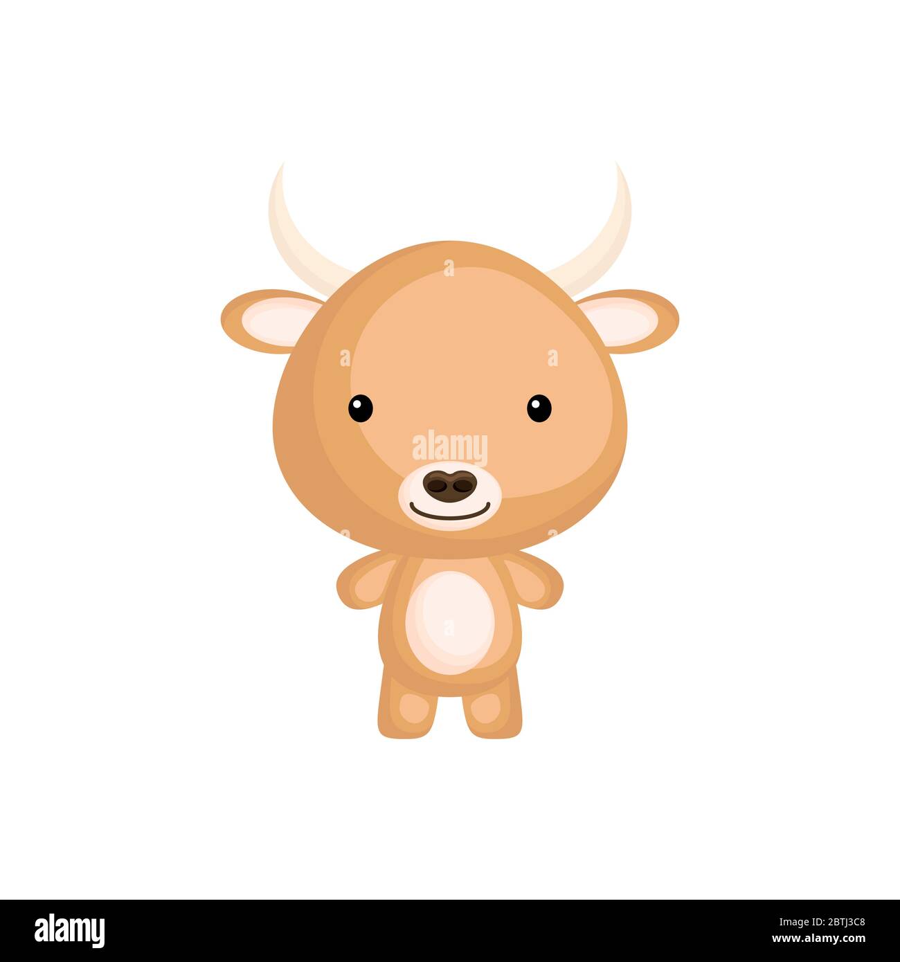 Cute funny baby yak isolated on white background. Domestic adorable ...