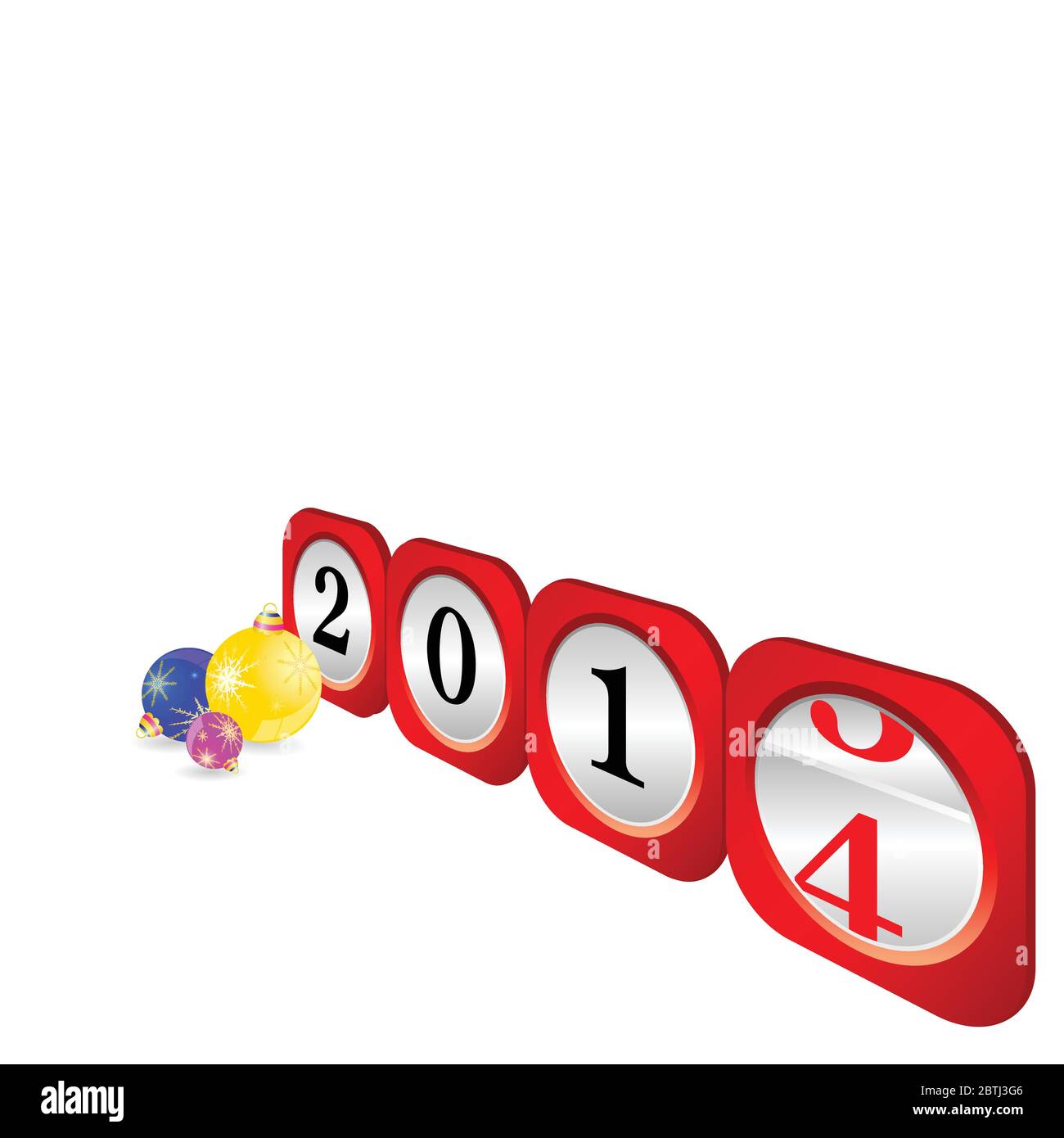 dial 2014 with christmas balls color art vector illustration Stock ...