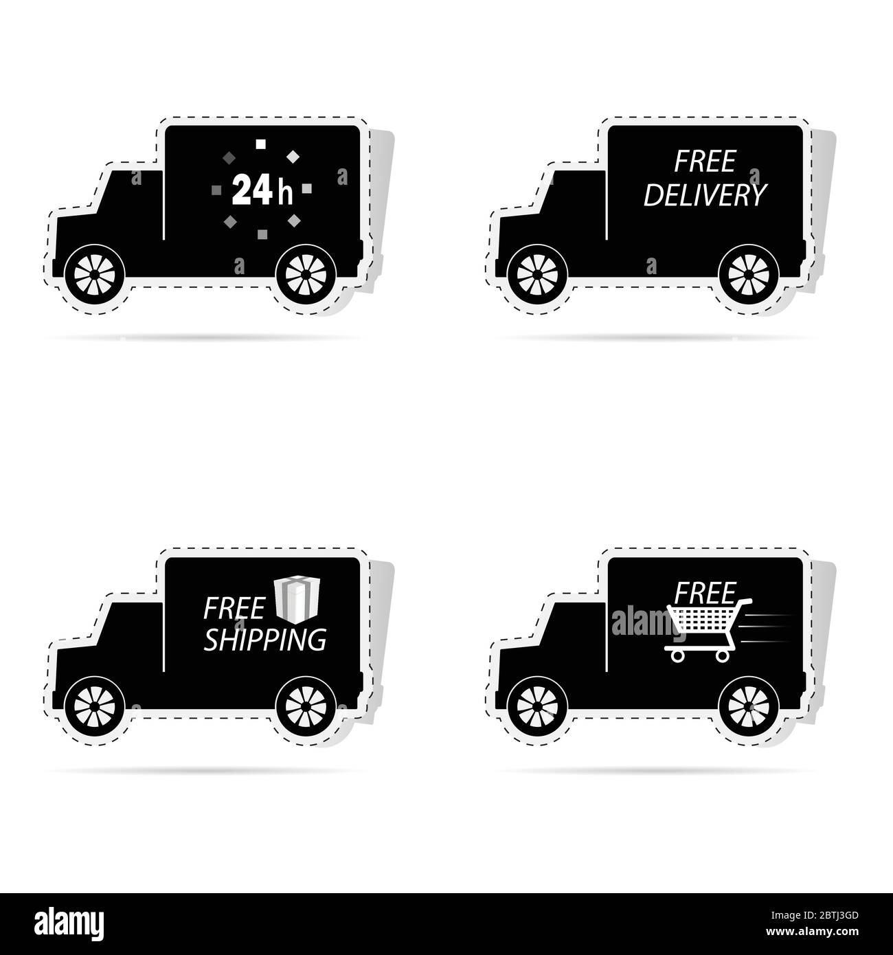 delivery truck sticker art vector illustration on white Stock Vector ...