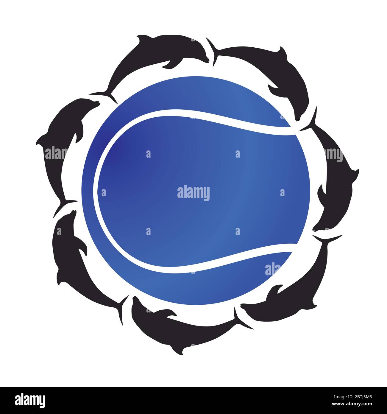 dolphin and tennis ball in blue color vector Stock Vector Image & Art ...