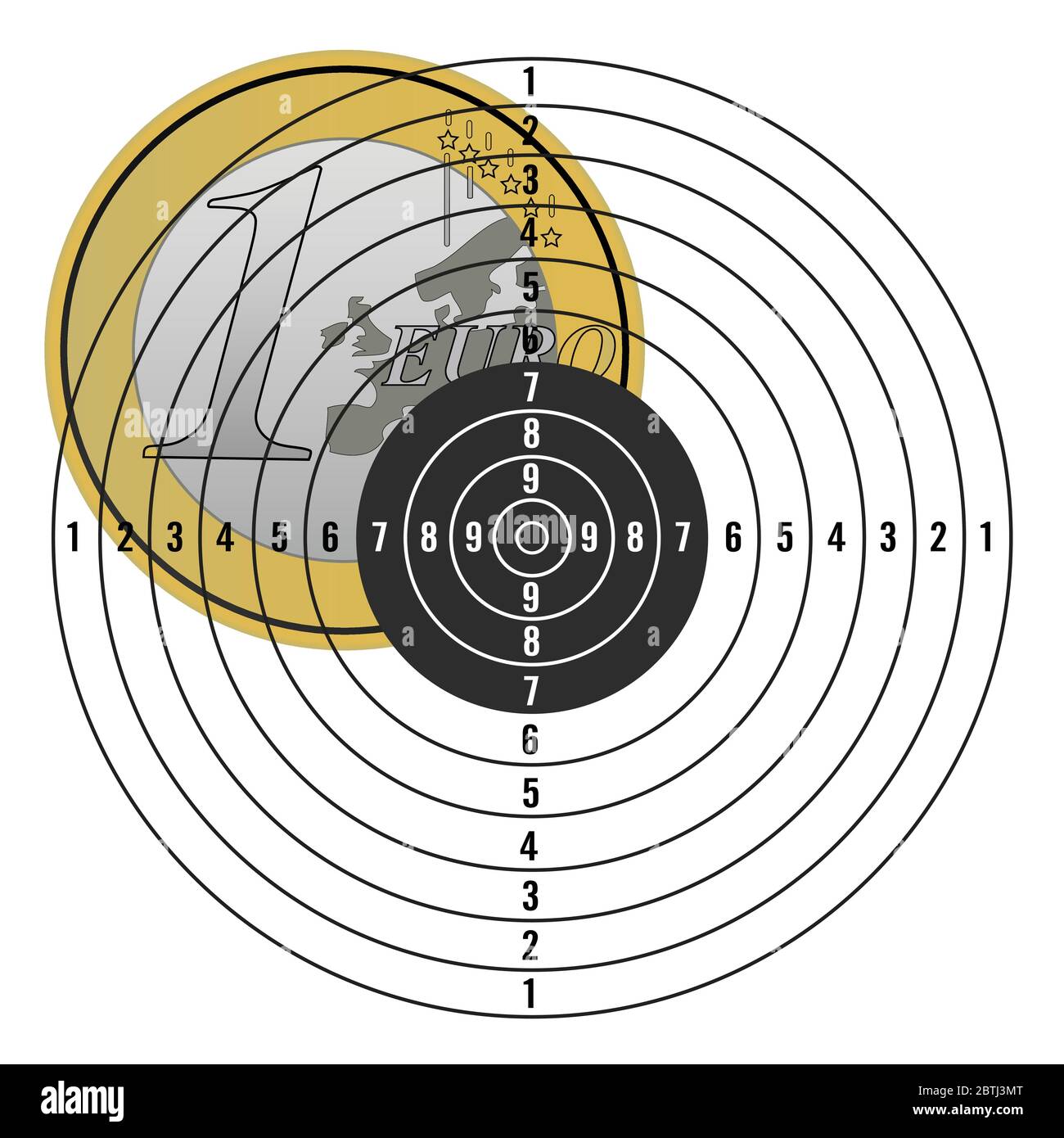 euro on target vector illustration on white background Stock Vector ...