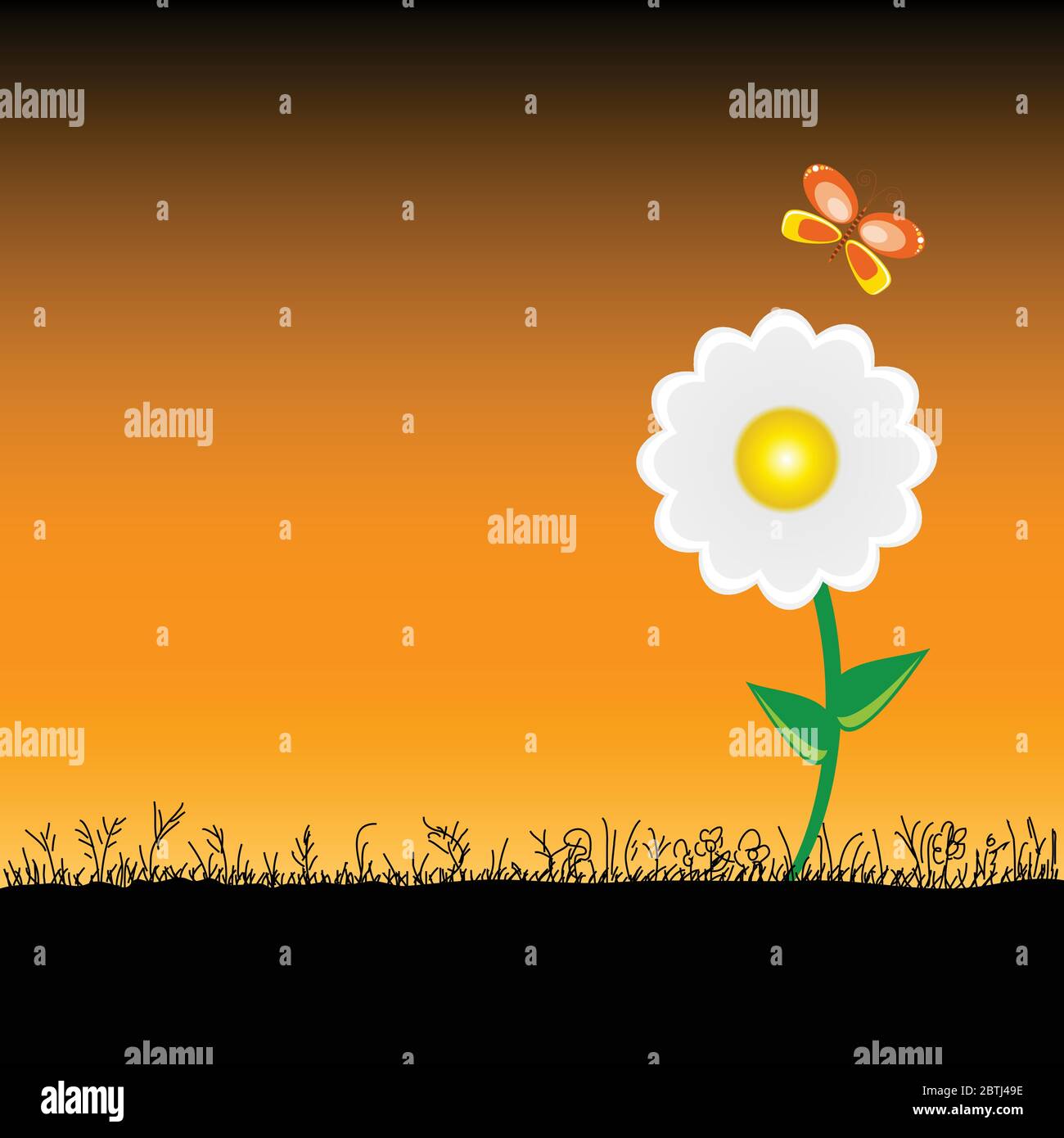 Girl flowers butterfly on Stock Vector Images - Alamy