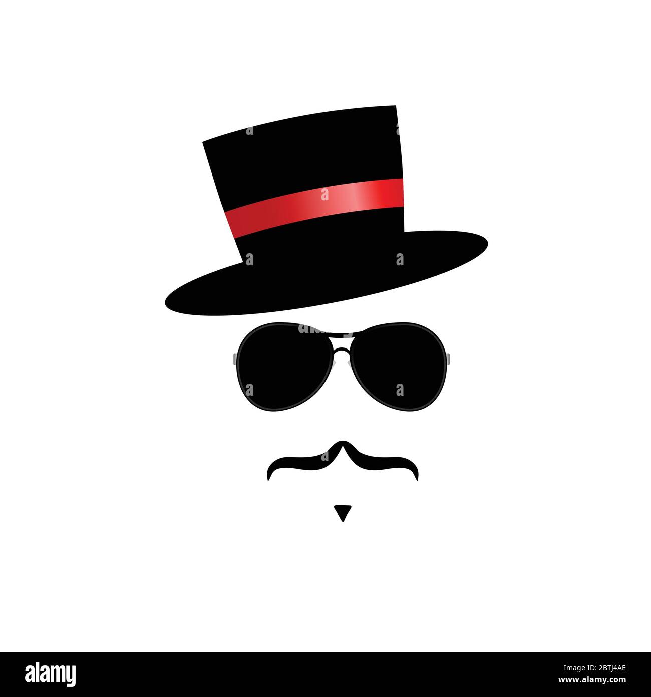 face illustration with mustache and hat vector illustration Stock ...