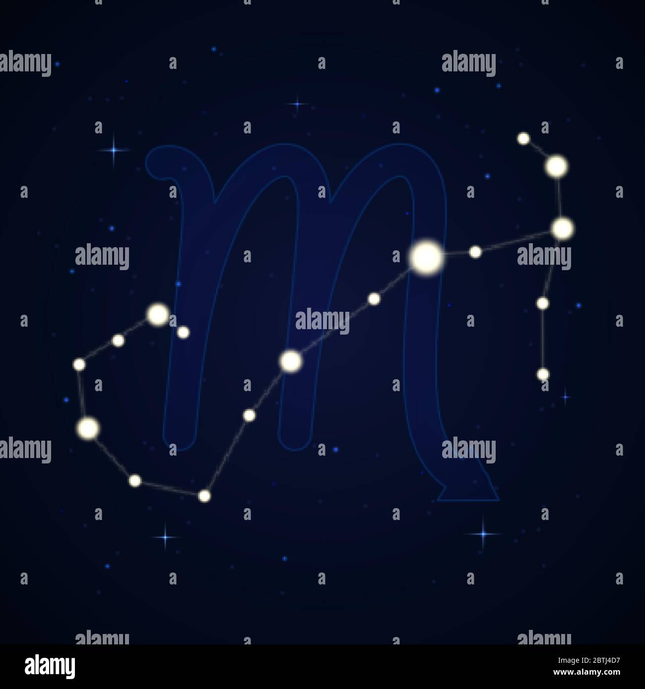 Scorpius, the scorpion. Constellation and zodiac sign on the starry ...