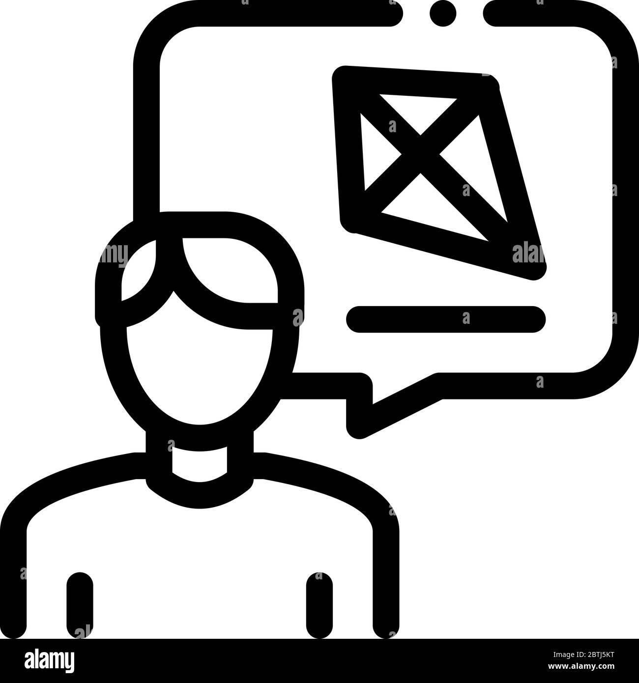 human desire to fly kite icon vector outline illustration Stock Vector ...