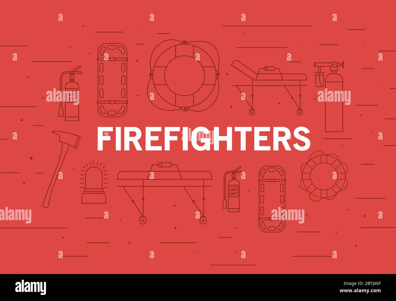 Firefighters word in front of icon set vector design Stock Vector Image ...