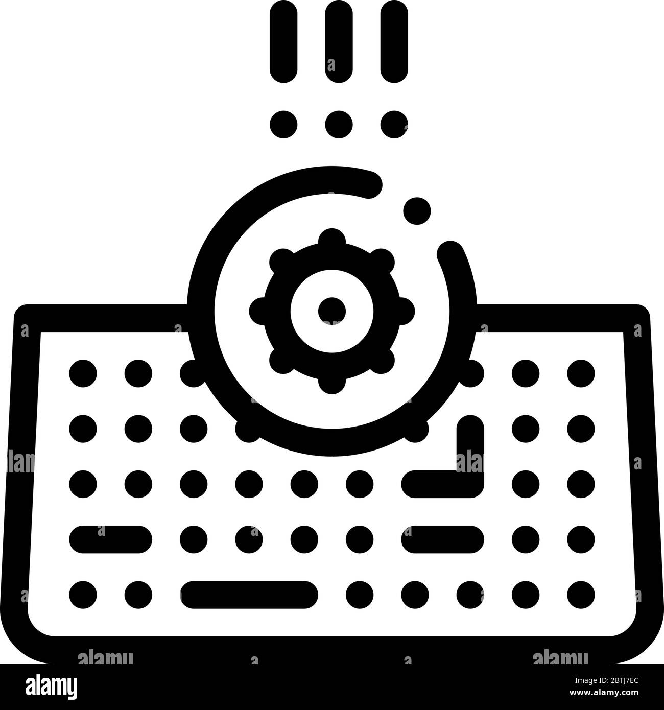 bacteria on computer keyboard icon vector outline illustration Stock ...