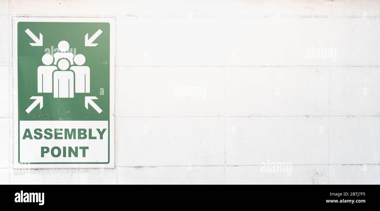 Emergency evacuation assembly point sign banner, gathering point ...
