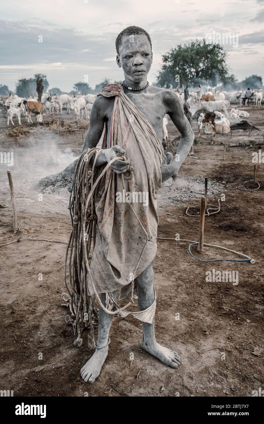 Tethers in the hand of a Mundari boy. LONDONDERRY, NORTHERN IRELAND, UK ...