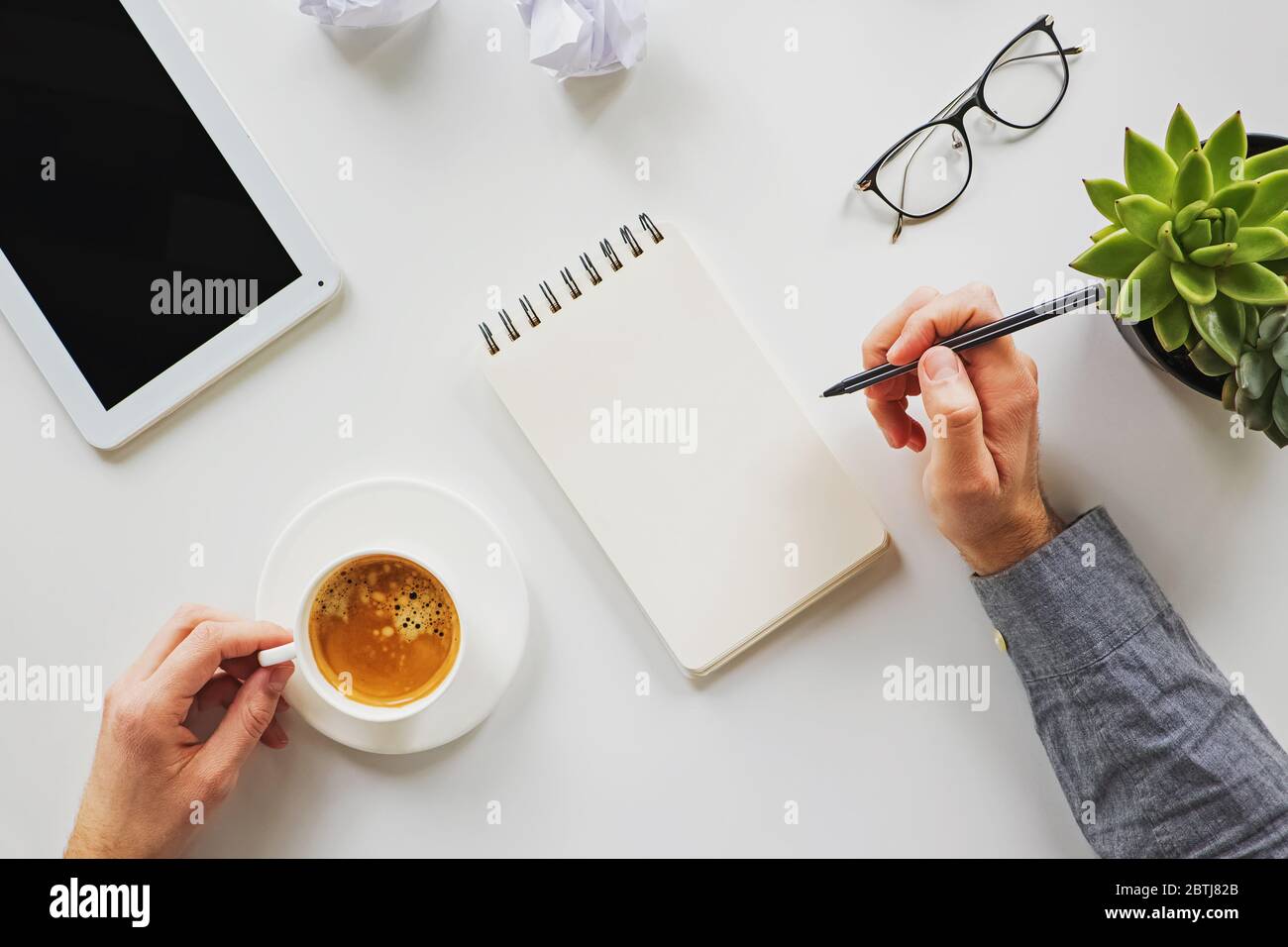 Overhead view man drinking hi-res stock photography and images - Alamy