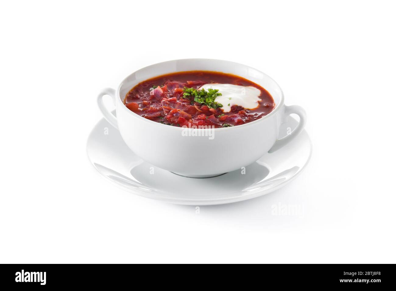 Traditional Ukrainian Russian borsch. Beetroot soup isolated on white ...