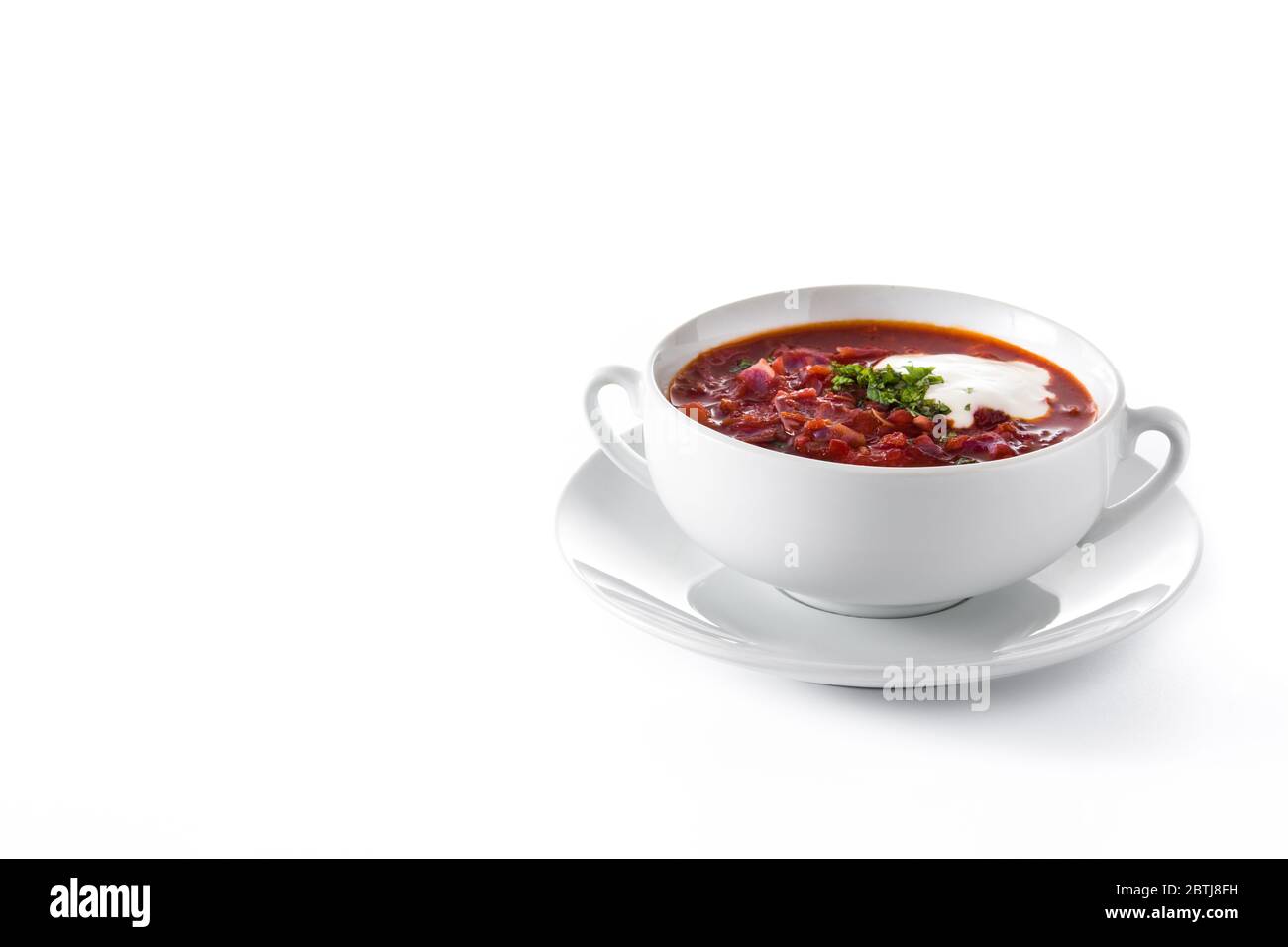 Traditional Ukrainian Russian borsch. Beetroot soup isolated on white ...