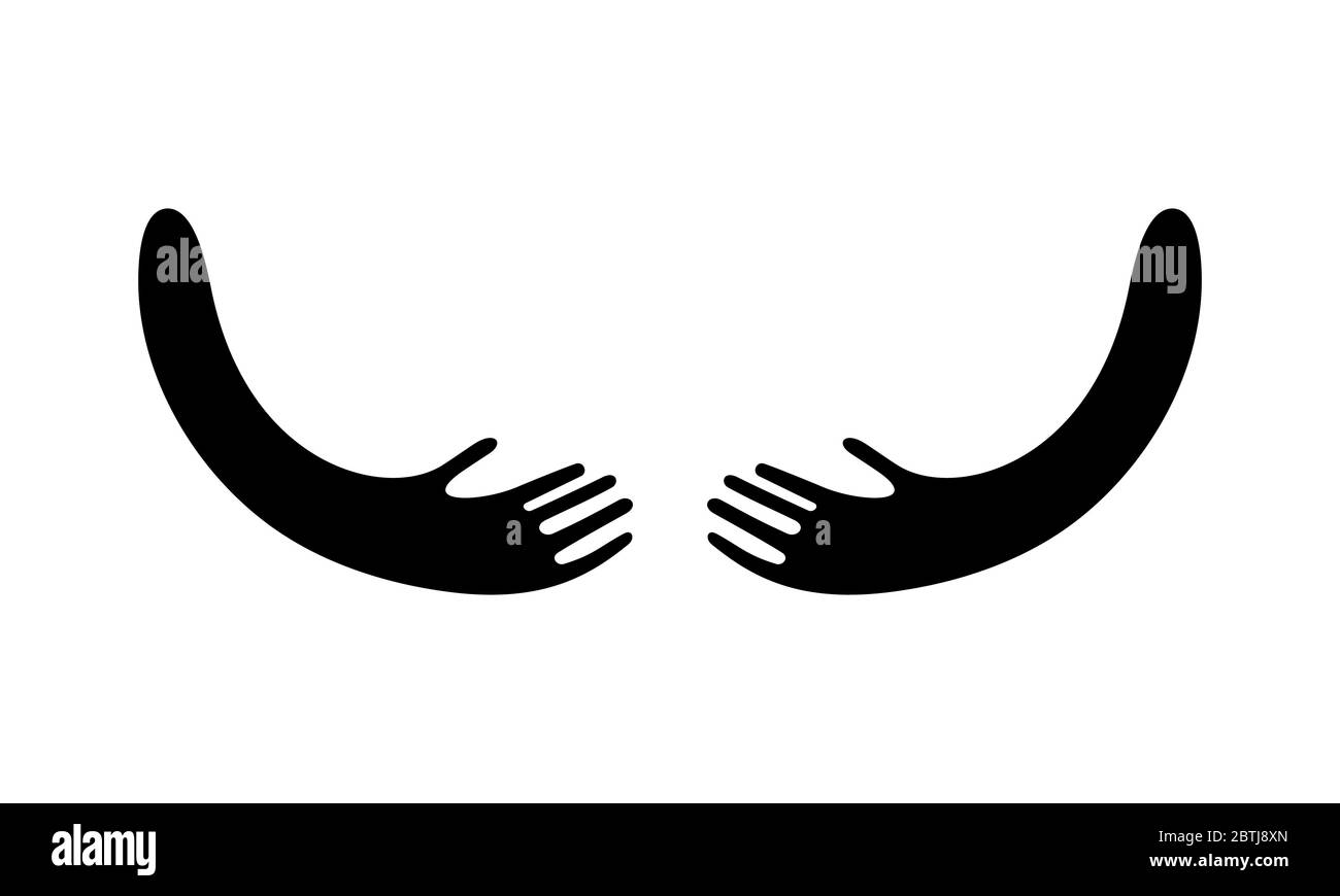Hugging arms silhouettes isolated on white background. Vector ...