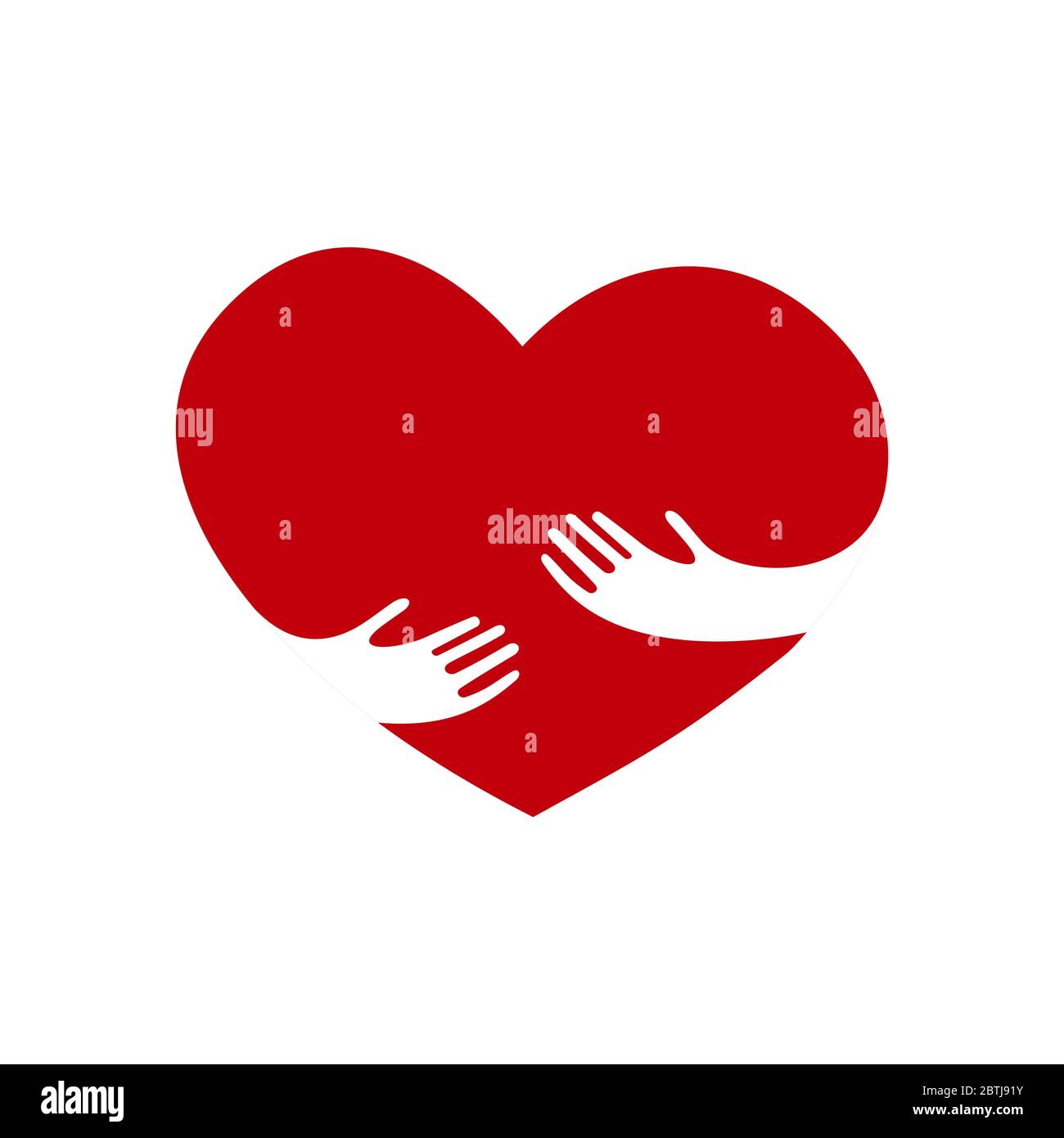 Red heart shape with hugging arms. Love yourself. Flat vector ... Red heart shape with hugging arms. Love yourself. Flat vector ...
