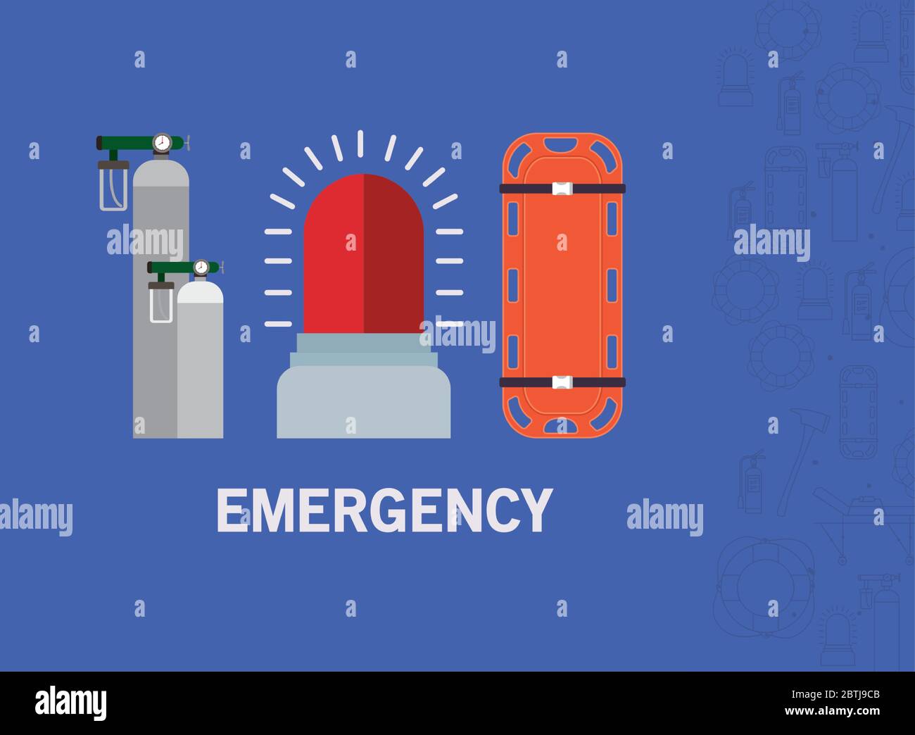 Stretcher siren and oxygen cylinders vector design Stock Vector Image ...
