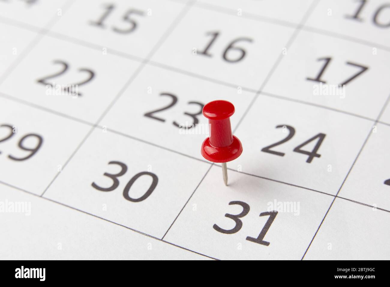 End Of Month Marked On The Calendar With A Red Pushpin Stock Photo Alamy