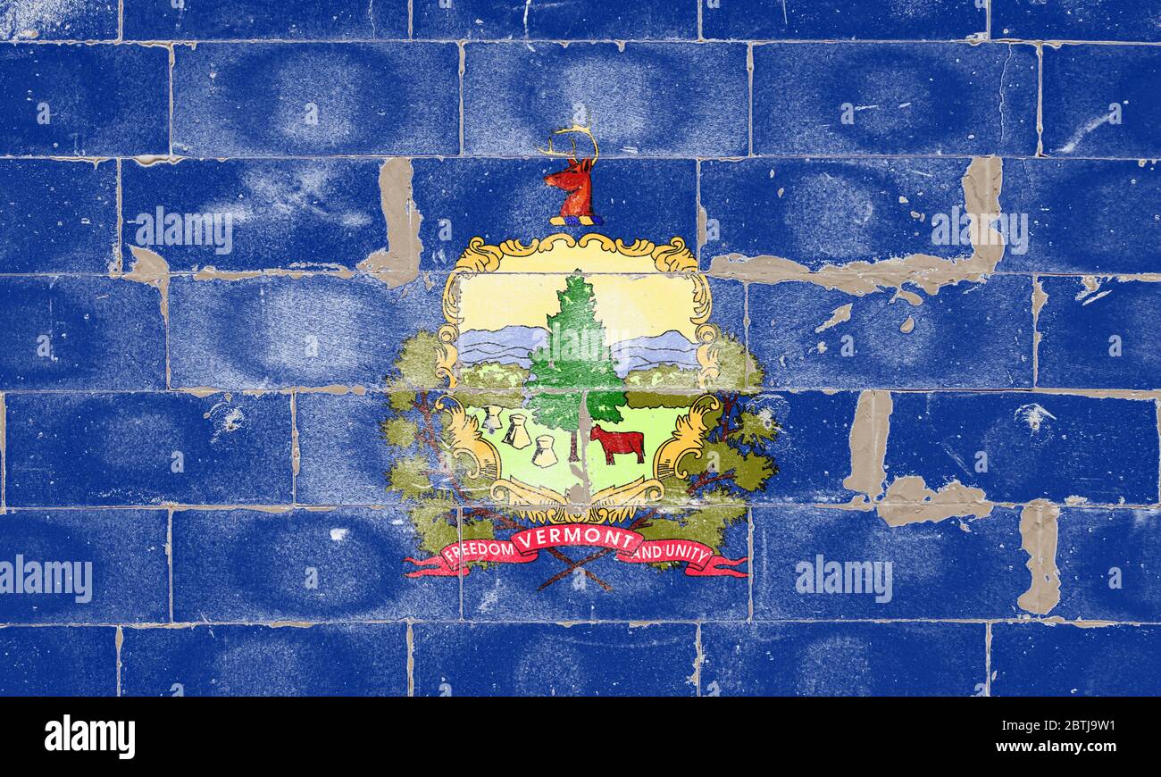 National flag of US state of Vermont on a blue background with the ...