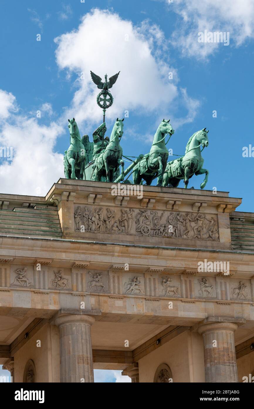 Quadriga statue on the Brandenburg Gate, Berlin, Germany Stock Photo ...