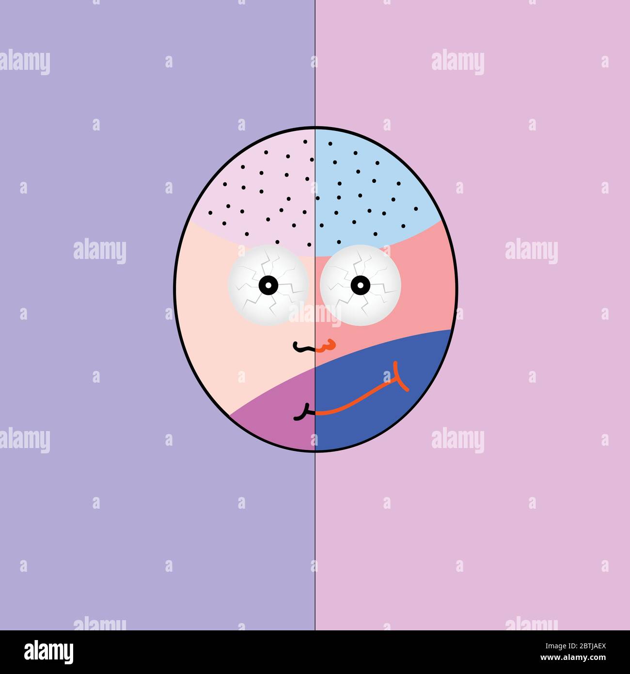 head and big eye vector illustration on two clor background Stock ...