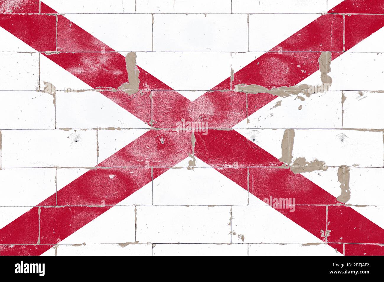Alabama USA state flag white color with red stripes cross on ...