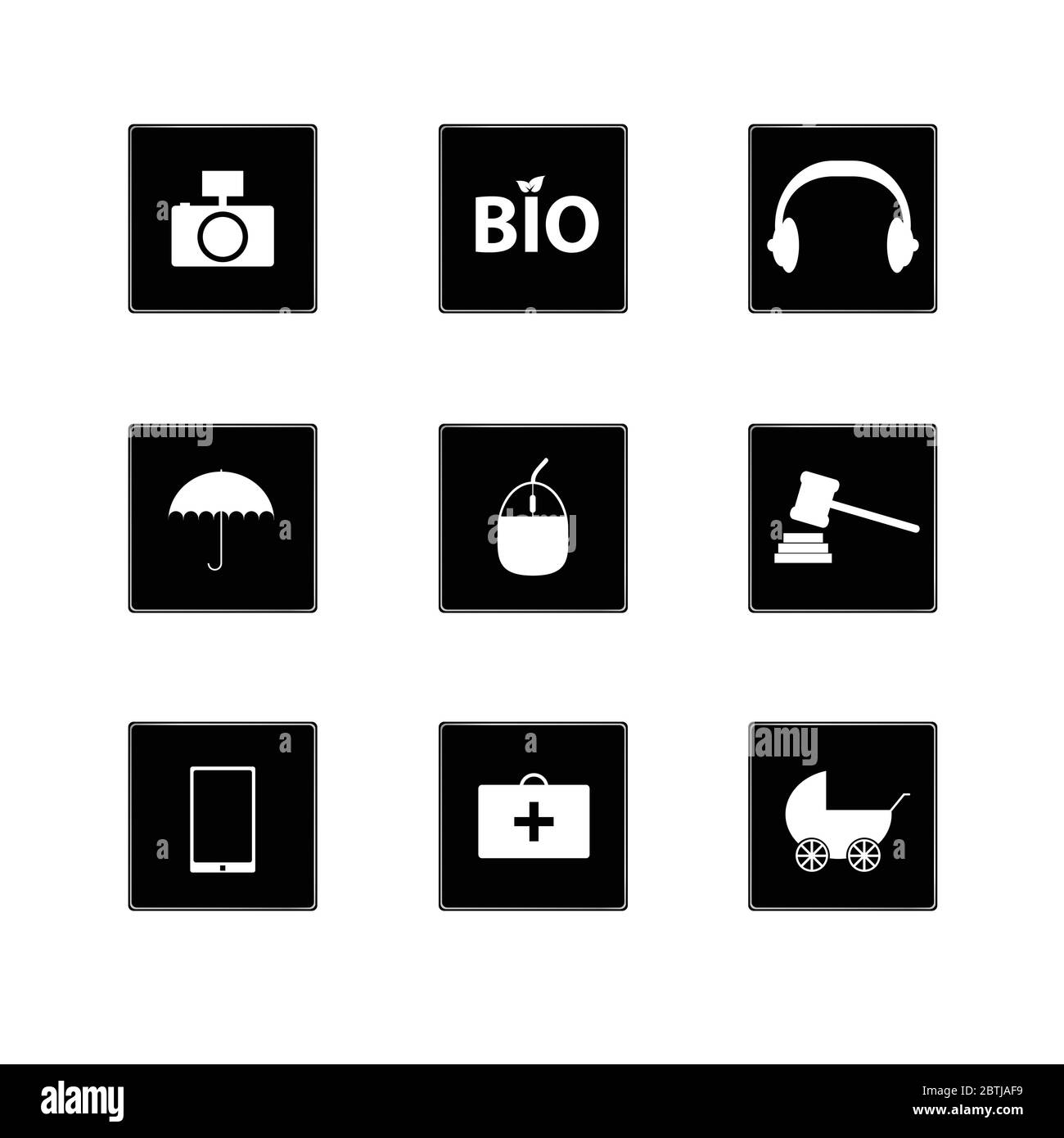 icon set in black square vector illustration Stock Vector Image & Art ...