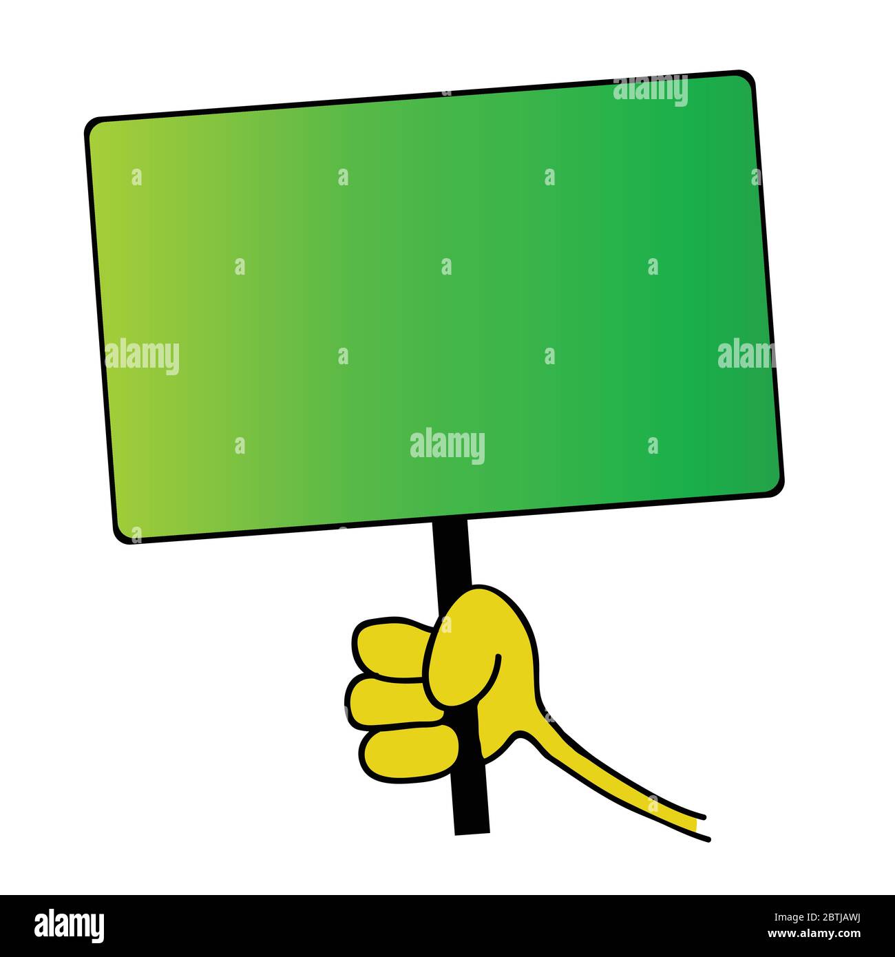 hand holding green board art vector illustration Stock Vector Image ...