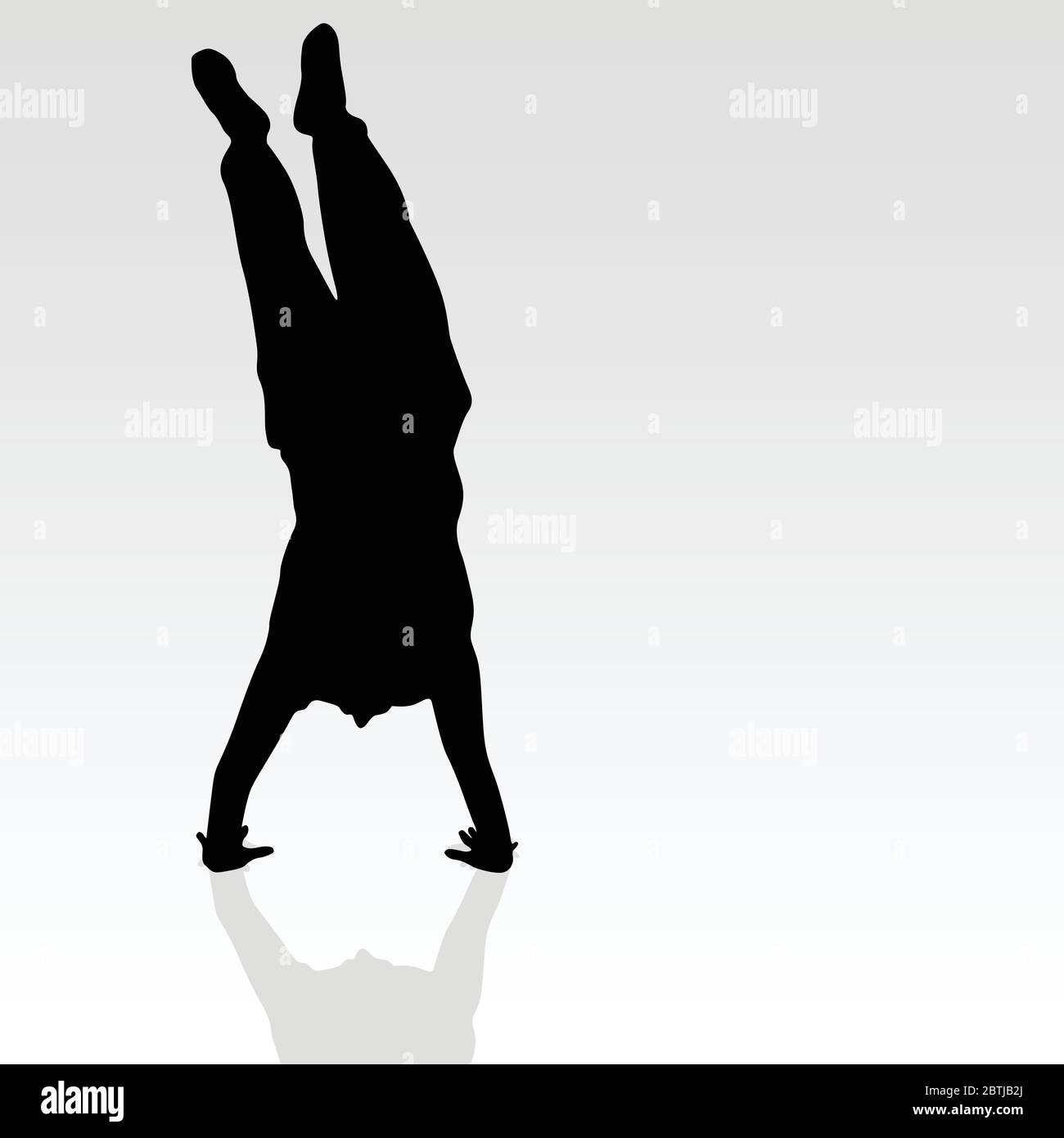 handstand black silhouette art vector on gray background Stock Vector ...